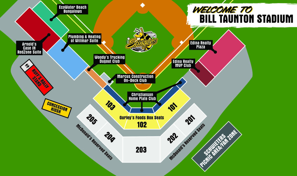 Bill Taunton Stadium Map - Willmar Stingers