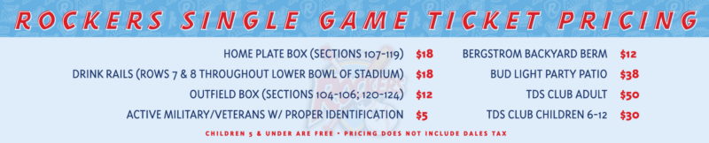 Rockers Single Game Tickets - Green Bay Rockers