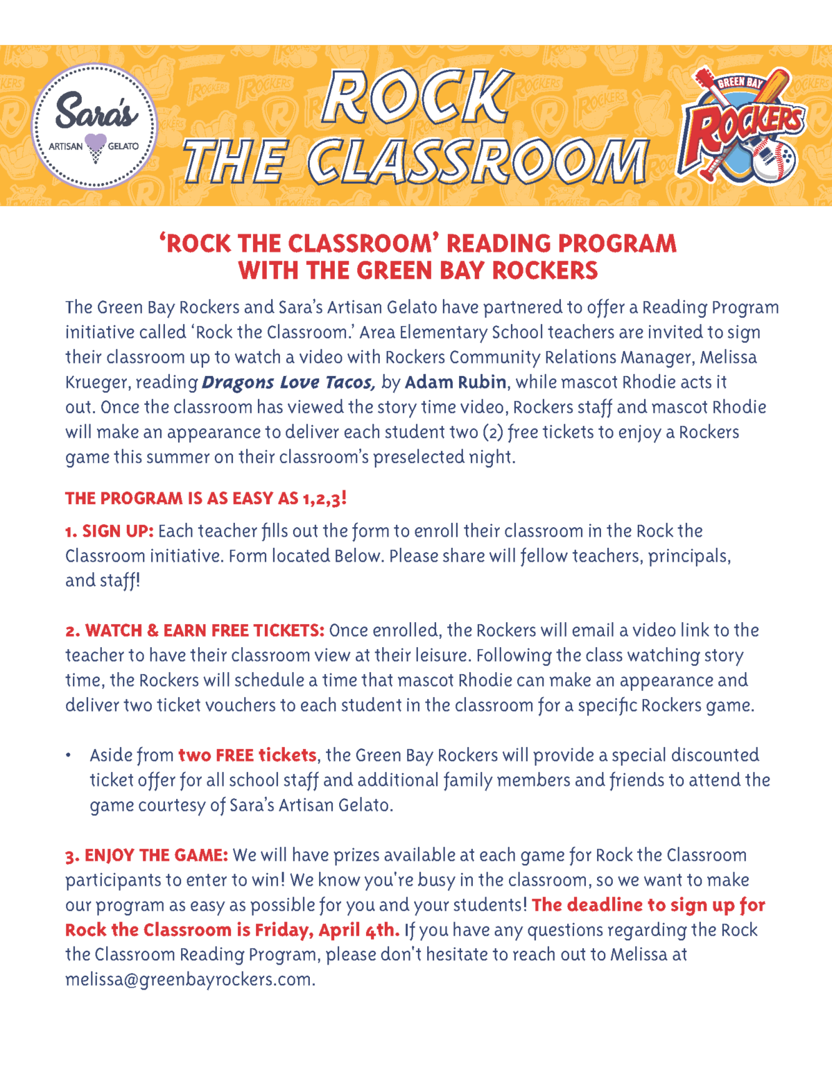 Reading Program - Green Bay Rockers
