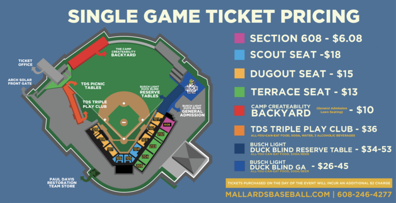 Single Game Ticket Prices - Madison Mallards