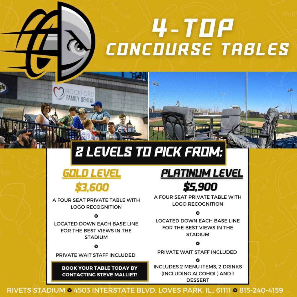 2025 4-TOP CONCOURSE TABLE - Rockford Rivets