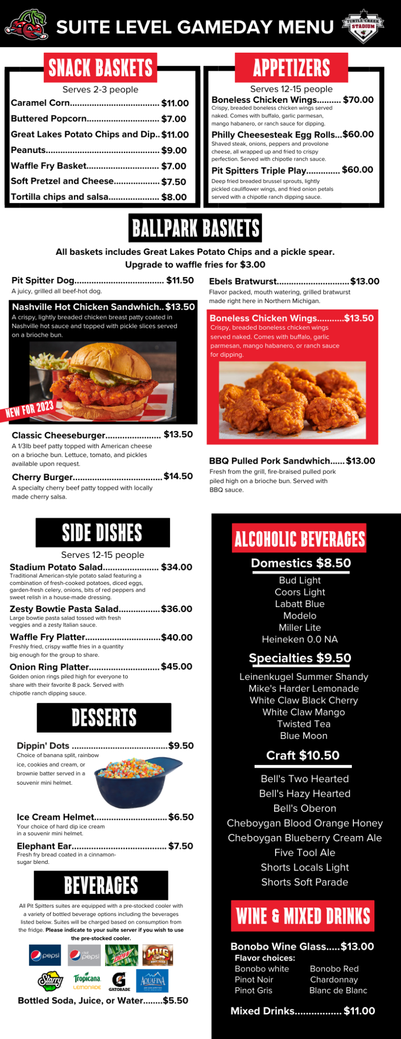 Suite Menu - Traverse City Pit Spitters