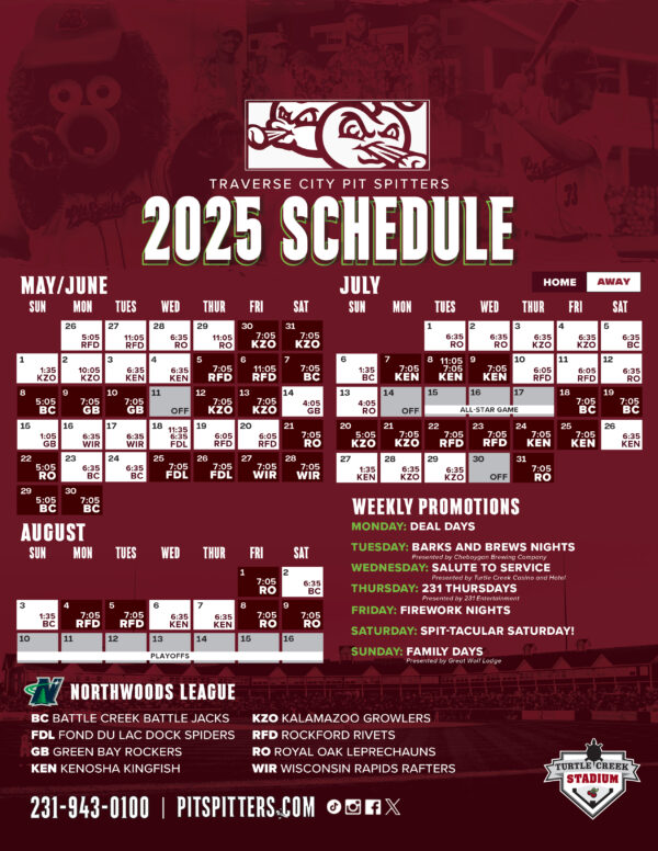 2025 Schedule - Traverse City Pit Spitters