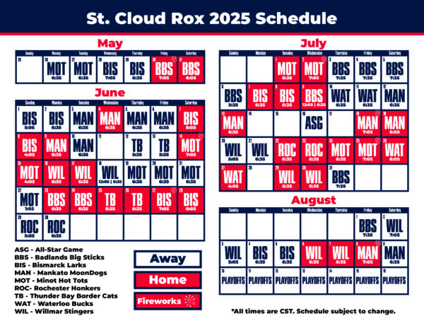 St. Cloud Rox Announce 2025 Season Schedule - St. Cloud Rox