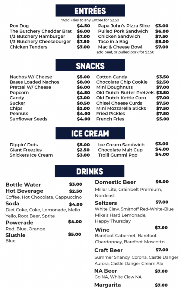 Rox Menu - St. Cloud Rox